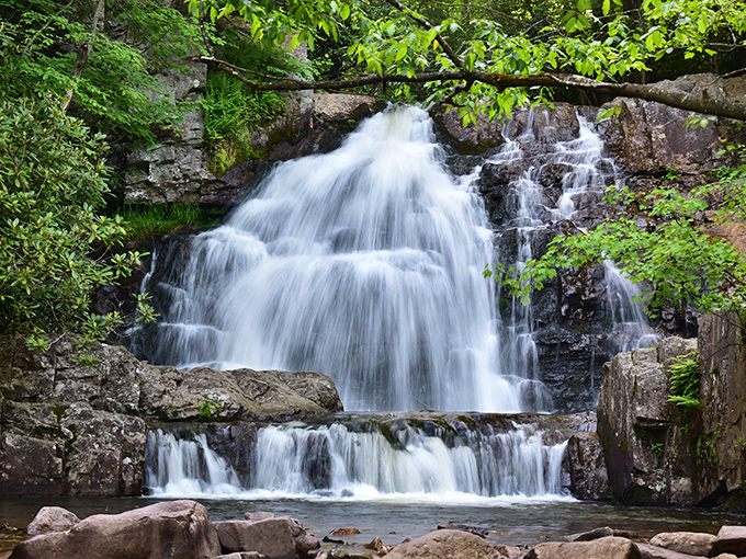 Mother Nature showing off again&mdash;this cascading waterfall in Lehigh Gorge State Park performs its soothing symphony year-round, no tickets required.