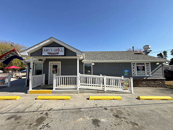 Amy's welcoming white porch railing invites you in like an old friend. Simple exterior, extraordinary flavors waiting inside.
