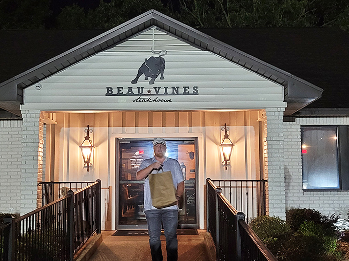That bull silhouette isn't kidding around. Beau Vines brings serious steak cred to small-town Louisiana.