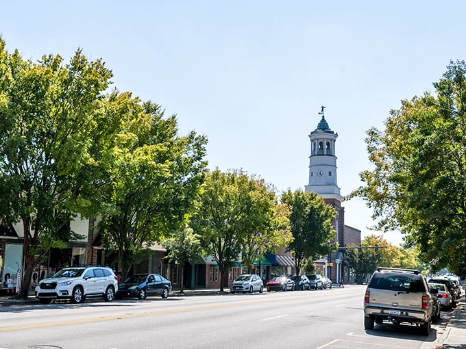 Camden's clock tower keeps watch over Main Street like a punctual chaperone at a small-town dance.
