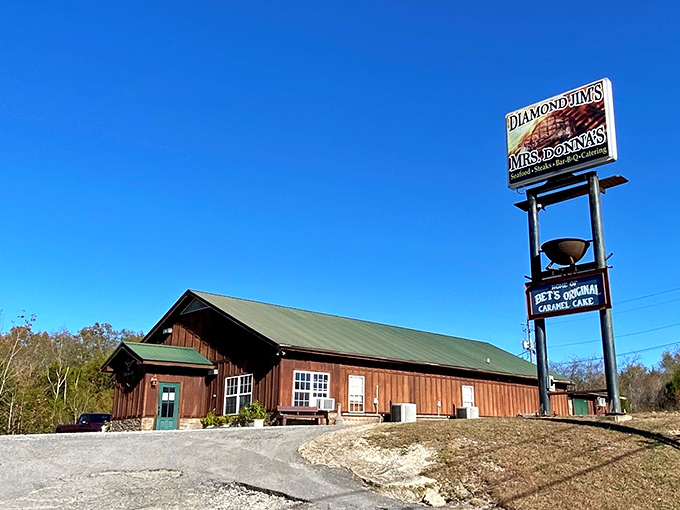 Diamond Jim's Steakhouse: Diamond Jim's rustic wooden exterior stands proudly against the Alabama sky &ndash; like a delicious secret waiting to be discovered.