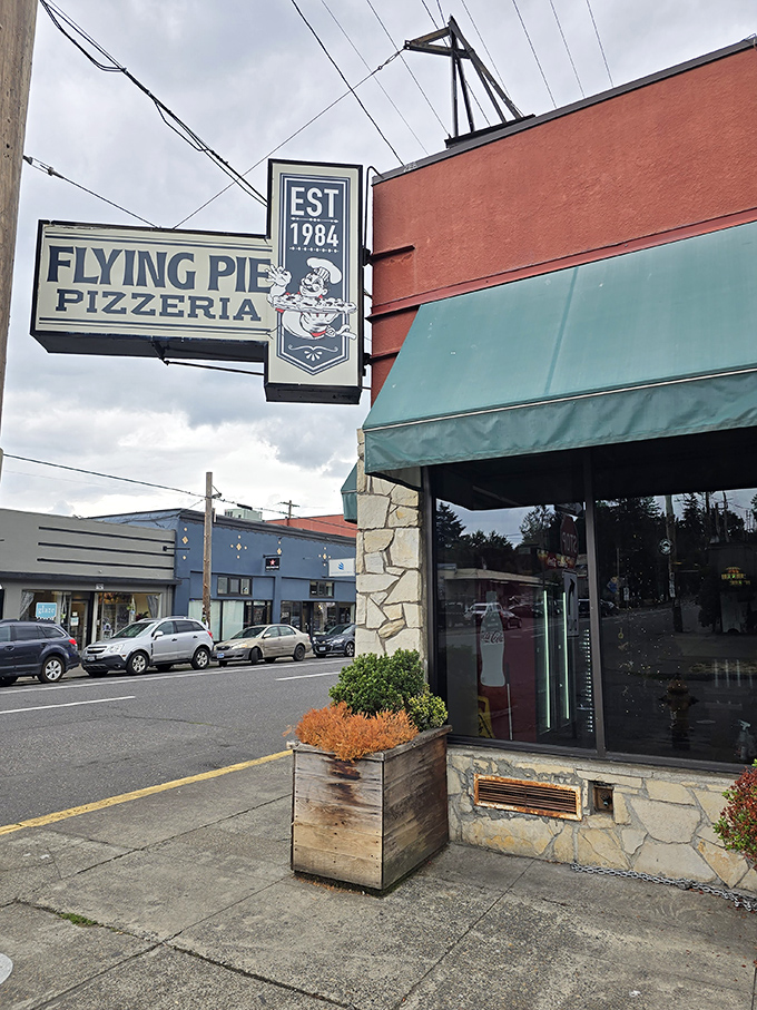 Flying Pie's vintage sign promises exactly what they deliver &ndash; pizza that might actually make you believe you can fly.
