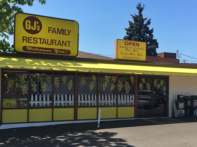 GJ's Family Restaurant (Eugene): The cheerful yellow exterior matches the sunny-side-up eggs that have made this Eugene institution legendary.