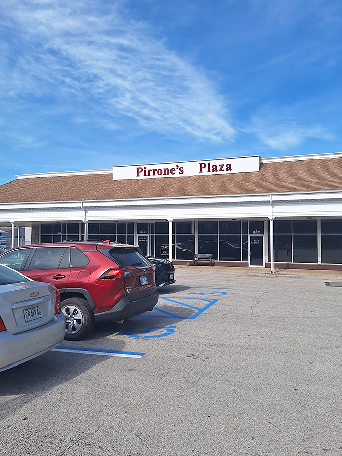 Strip mall surprise! Pirrone's Plaza's modest exterior has been fooling first-timers and delighting regulars since the bicentennial.