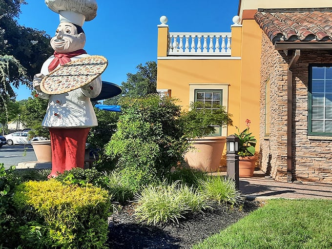 Pizza John's giant chef statue is the Statue of Liberty for the hungry masses of Essex. Give me your tired, your poor, your pizza-craving multitudes.