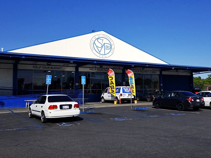 St. Vincent de Paul's distinctive blue and white building houses a warehouse of wonders for Los Angeles bargain hunters.