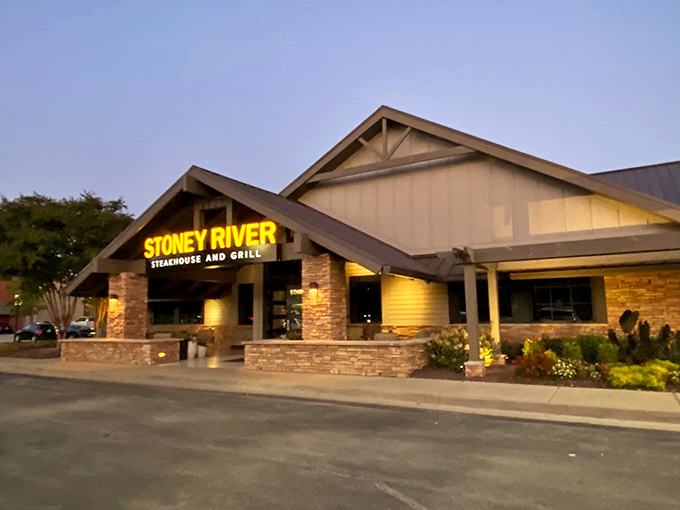 Stoney River's lodge-like presence in Franklin feels like a mountain retreat where the main activity is consuming perfect steaks.