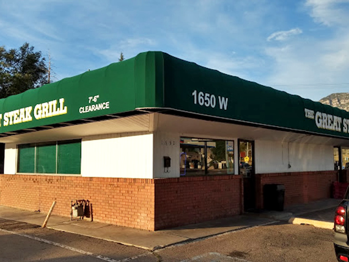 No frills, all thrills! The Great Steak's humble green awning conceals grilling greatness that locals have treasured for years.