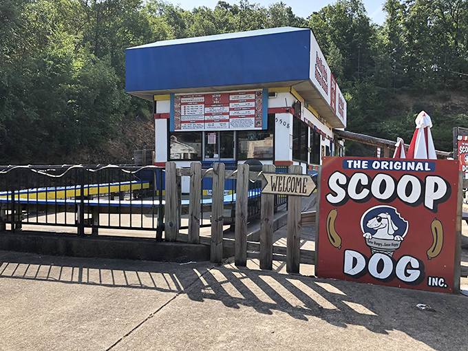 The Original ScoopDog's colorful stand is like stumbling upon a hot dog oasis when you didn't even know you were thirsty.