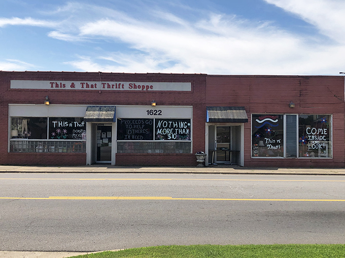 This & That's hand-painted windows and vintage brick storefront channel small-town charm &ndash; Fort Smith's answer to quirky thrifting.