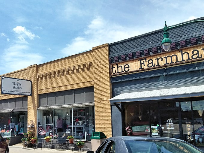  Thrift Harbor's charming yellow brick storefront channels Dorothy's journey&mdash;there's no place like an affordable home.