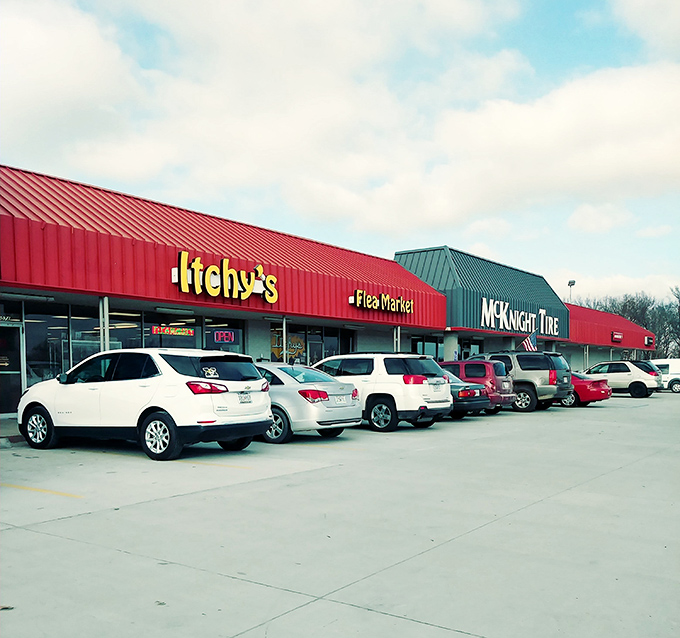 Columbia's red-roofed wonderland of wants. Itchy's vibrant exterior hints at the colorful discoveries waiting inside.