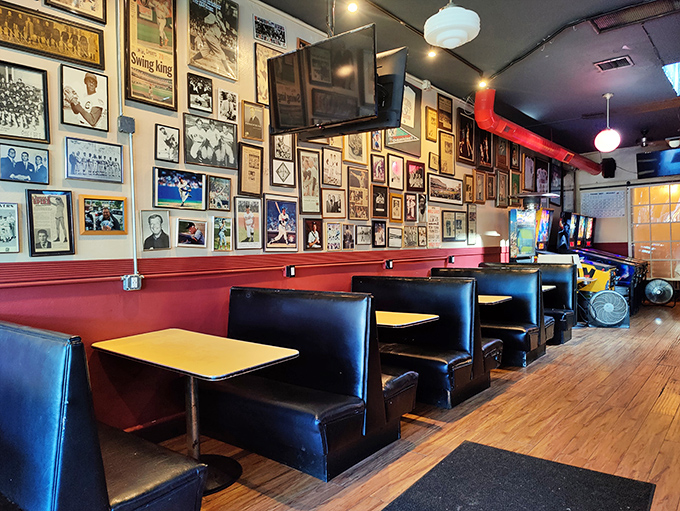 Nick's Famous Coney Island: The wall-to-wall sports memorabilia creates the perfect time capsule for enjoying a chili-smothered frank that defies modern culinary trends.