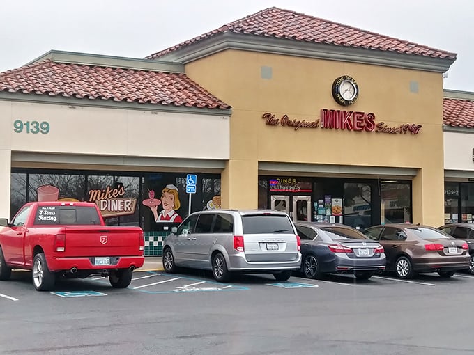 Original Mike's Diner: Spanish-style roof, all-American appetite required. The parking lot tells the story&mdash;locals know where weekend recovery happens best.