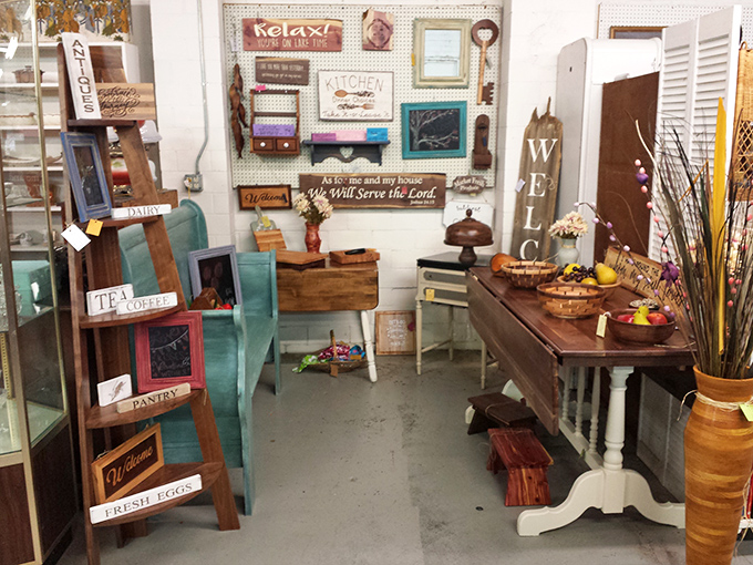 Behind this unassuming storefront lies a wonderland of collectibles where white walls become the canvas for thousands of potential purchases.