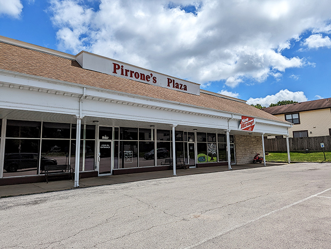 White columns, brown roof, pizza royalty. Pirrone's unassuming storefront conceals a Florissant institution where time stands deliciously still.