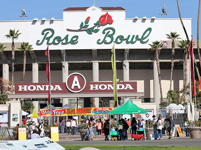 Stadium-sized shopping under palm trees and sunshine. The Rose Bowl Flea Market is California's ultimate treasure hunt.