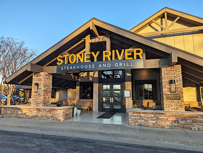 Franklin's Stoney River combines stone, timber, and beef in a trifecta of excellence that would make Ron Swanson weep with joy.