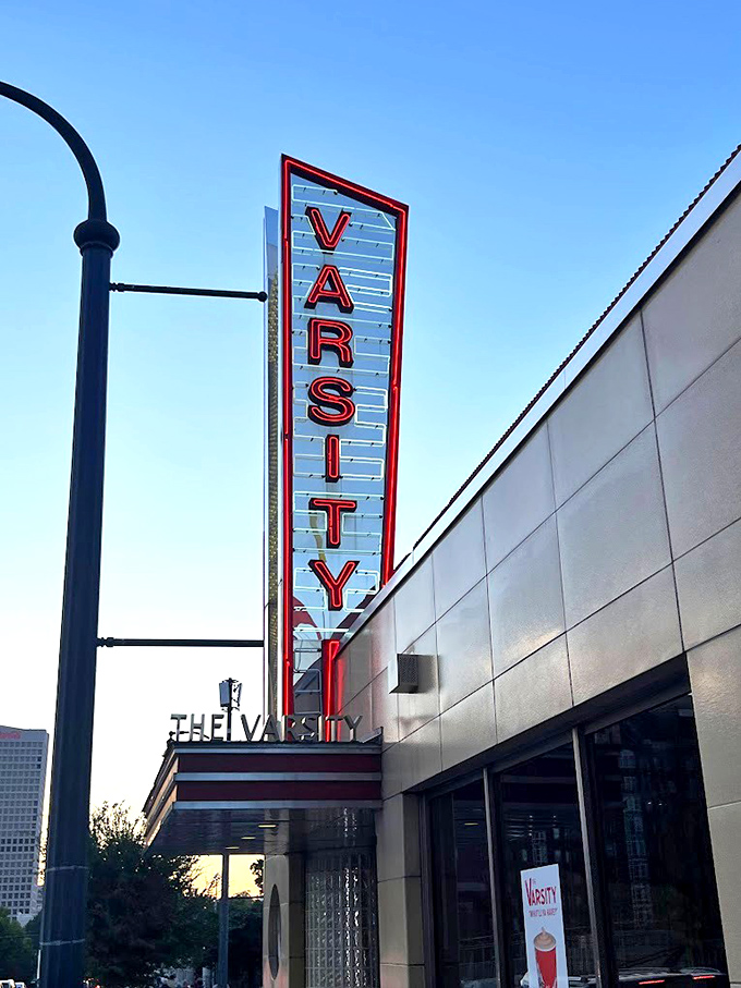 That vertical "VARSITY" sign has guided downtown hot dog pilgrims for decades&mdash;a neon North Star for the culinarily adventurous.