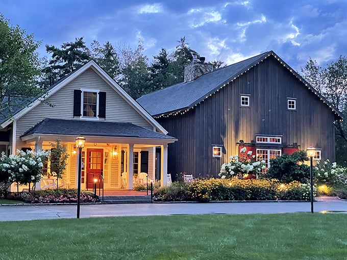 When twilight hits this charming farmhouse-turned-steakhouse, magic happens both outside and on your plate.