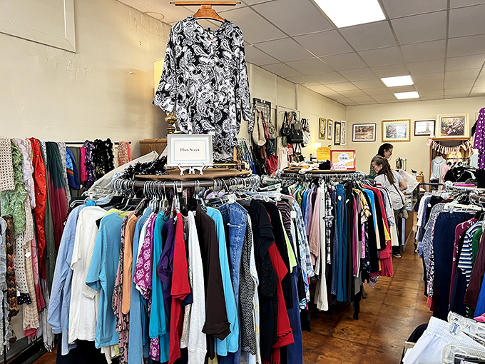 Racks of carefully organized clothing and gleaming display cases &ndash; This & That elevates the thrift experience without the markup.