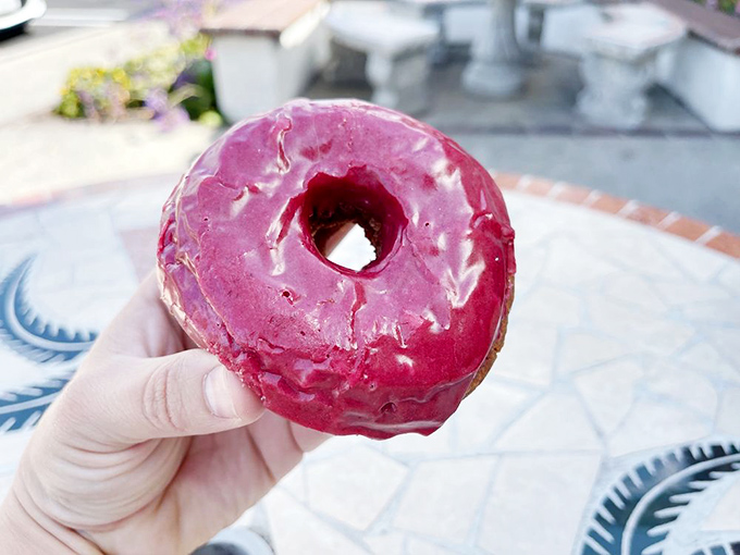 The boysenberry donut &ndash; wearing purple proudly like it's Prince's favorite breakfast. California berry perfection.