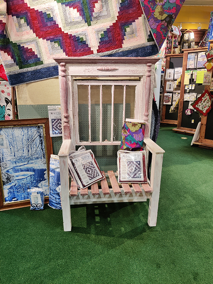 This weathered chair vignette whispers stories of front porch conversations and handmade comfort&mdash;the essence of quilting's timeless appeal.