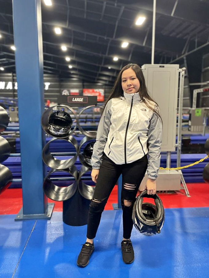 Gear up for glory! Nothing says "I'm taking this seriously" like proper racing equipment and a determined expression.