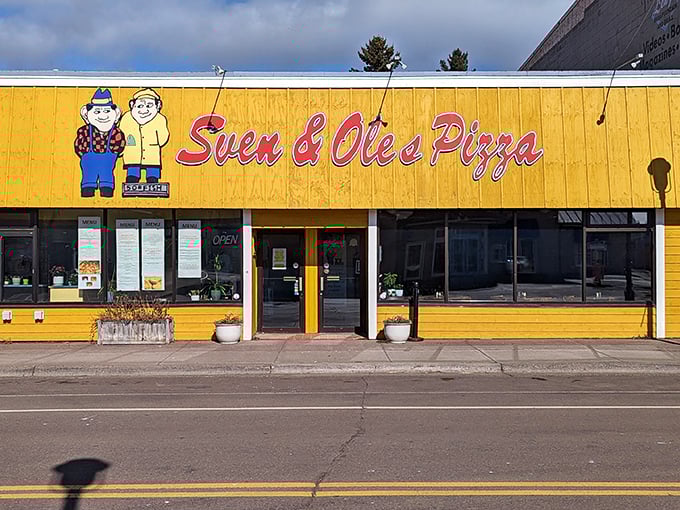 Sven & Ole's Pizza, with its sunny yellow facade, dishes out slices of North Shore culture alongside their legendary pies since 1981.
