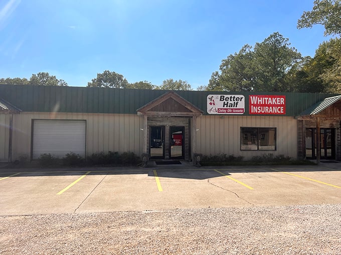 Local businesses like this insurance agency keep Woodville's economy ticking, housed in buildings that blend modern needs with rustic charm.