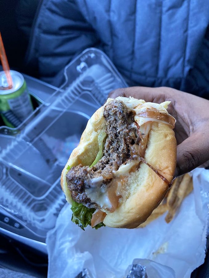 Cheeseburger alert! This bad boy is so juicy, you might need a bib - but trust us, it's worth the mess.