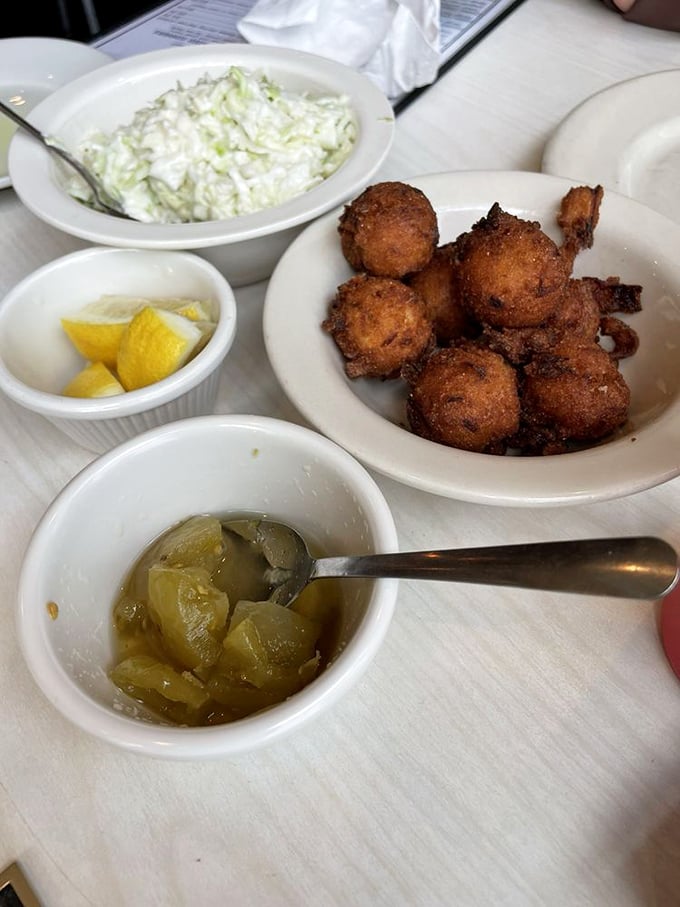 Hushpuppies so perfectly golden they make you want to whisper sweet nothings to them before taking that first bite.