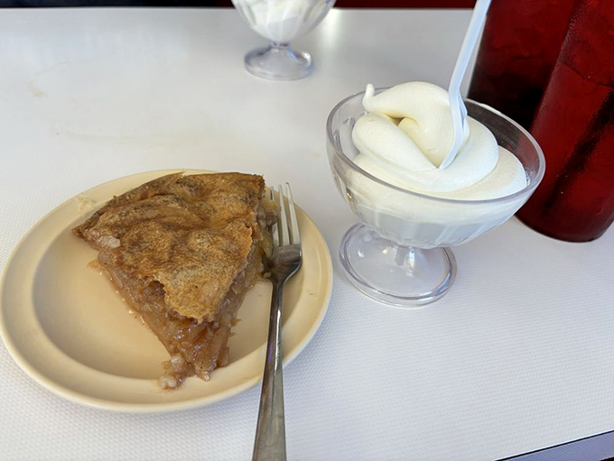 The apple pie and Satin Freeze combo is the dessert equivalent of a warm hug followed by a refreshing high-five.