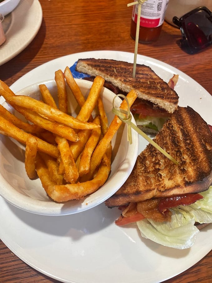 A properly executed BLT is poetry on toast. Add those golden fries, and suddenly Monday doesn't seem so bad after all.