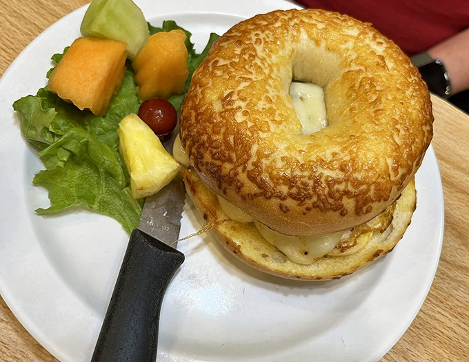 Behold the bagel sandwich &ndash; a breakfast of champions that laughs in the face of boring toast. It's like a flavor fiesta wrapped in a chewy hug.