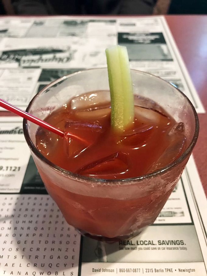A proper Bloody Mary, complete with celery stalk. The breakfast of champions, or at least the breakfast of those who championed pretty hard last night.