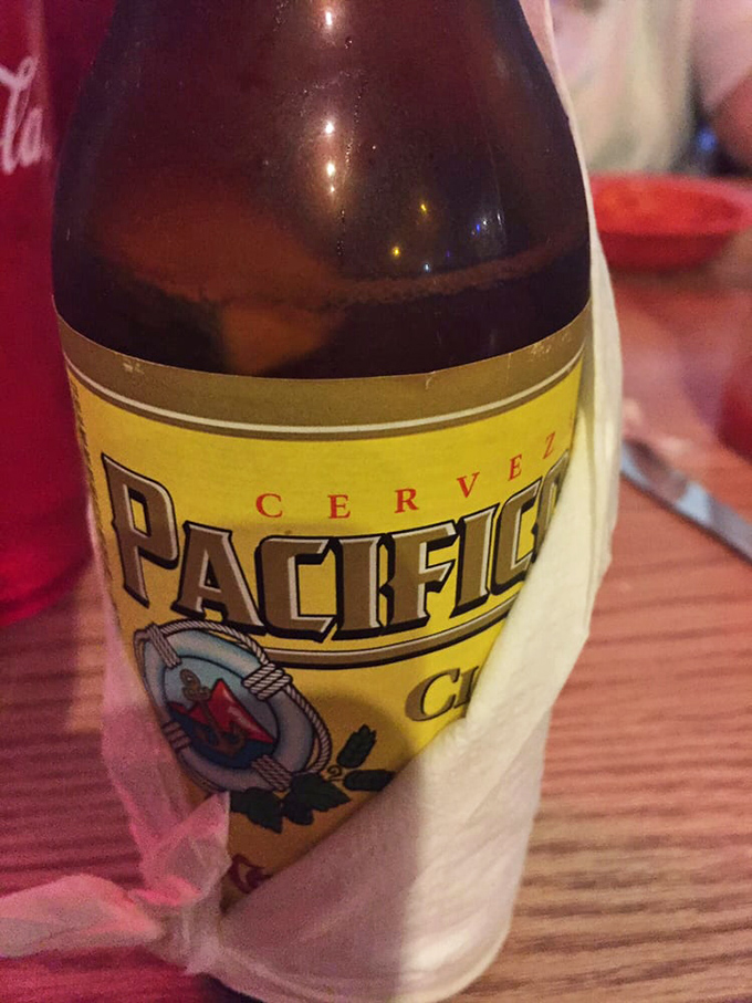 Pacifico beer brings the perfect cool complement to the meal's heat. Sometimes the simplest pairings are the most satisfying.
