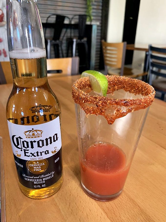 The menu board tells a story of breakfast served all day—proof that someone in this kitchen understands the true meaning of hospitality.