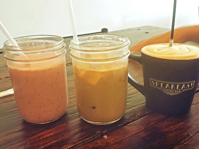 Mason jar beverages that look like they belong on your Instagram but taste like they belong in a gourmet caf&eacute;. Best of both worlds.