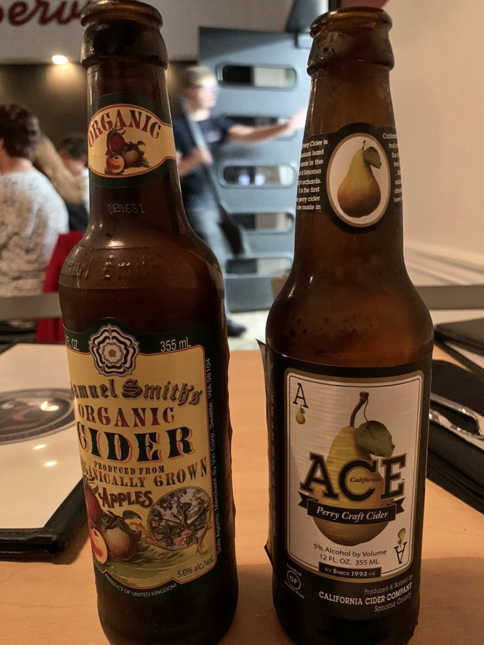 Craft ciders waiting to perform their sacred duty: washing down burgers with notes of apple and pear rather than just fizzy sweetness.
