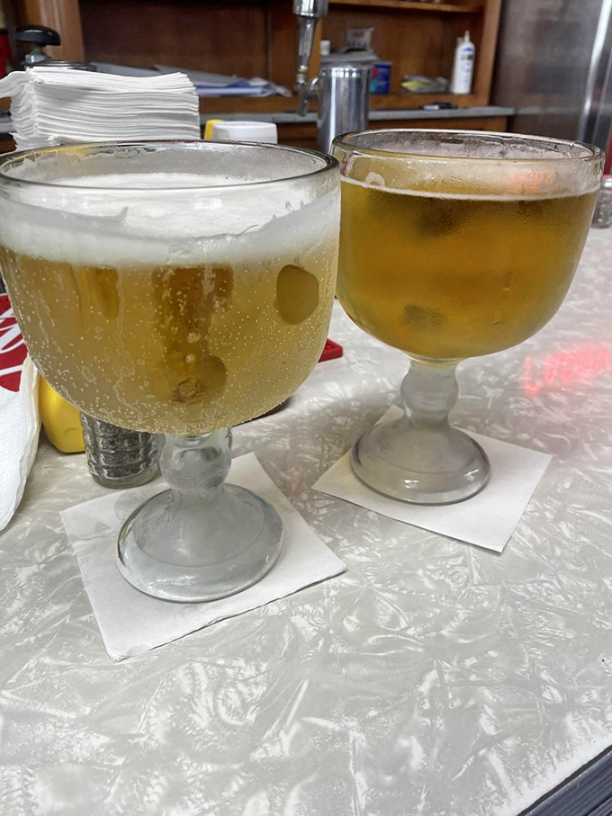 Those aren't just beer mugs&mdash;they're chalices of happiness, frosted to perfection. The proper vessel for washing down burger perfection.