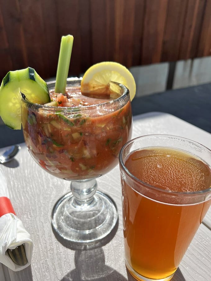 A proper seafood feast deserves proper libations. This zesty michelada and cold beer create the kind of pairing that makes taste buds high-five each other.