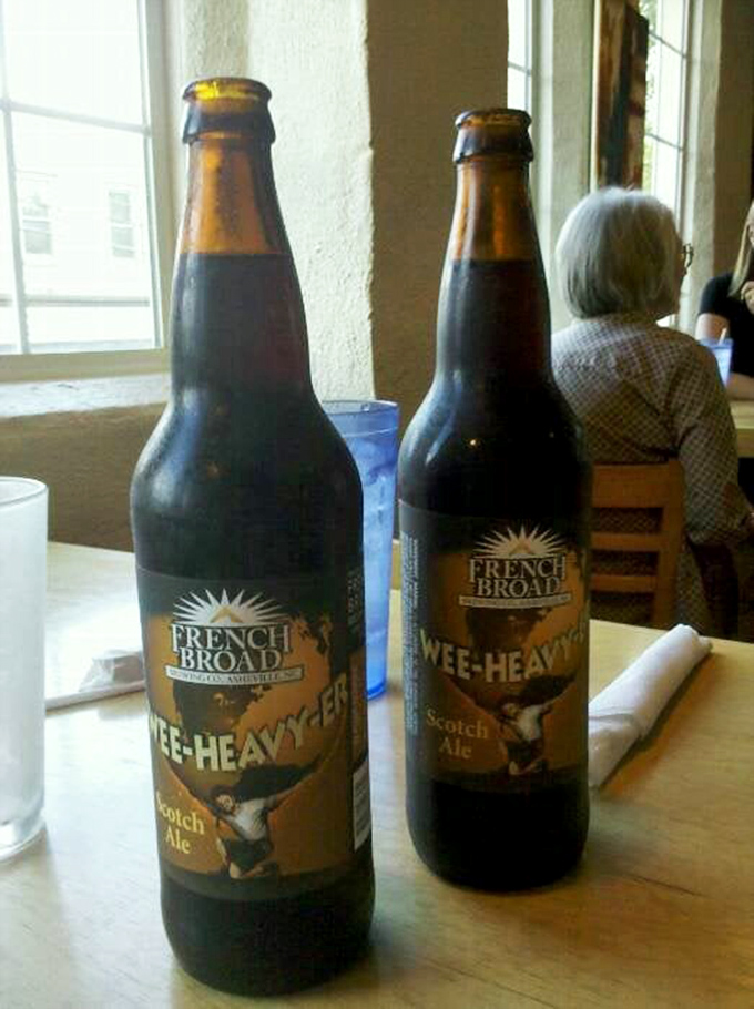 Local craft brews from French Broad Brewery pair perfectly with pizza, proving that mountain water makes both great beer and great dough.