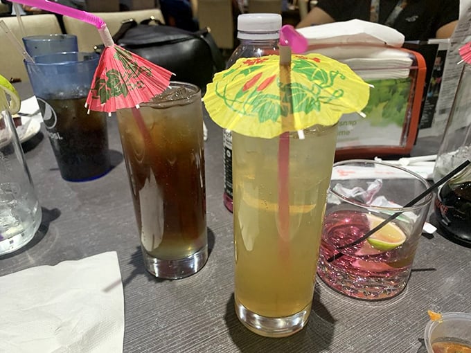 Fun tropical drinks complete with tiny umbrellas&mdash;because nothing says "I'm treating myself" like cocktails adorned with miniature parasols.