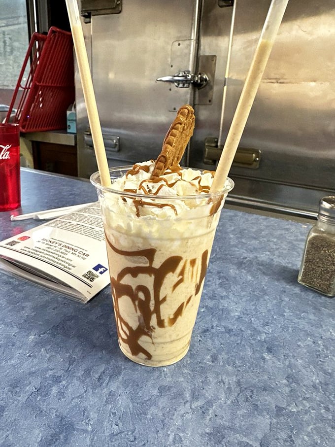 Not all milkshakes wear capes, but this Biscoff cookie creation definitely deserves superhero status with its cookie-studded swagger.