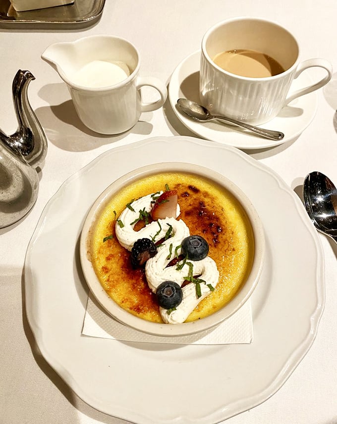 Dessert that demands a moment of reverence&mdash;cr&egrave;me br&ucirc;l&eacute;e with fresh berries that manages to be both delicate and deeply satisfying.