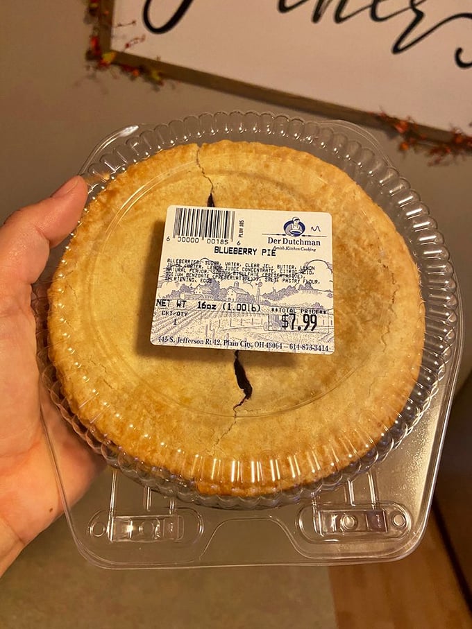 A blueberry pie to-go means tomorrow's breakfast is already better than whatever your neighbors are having.