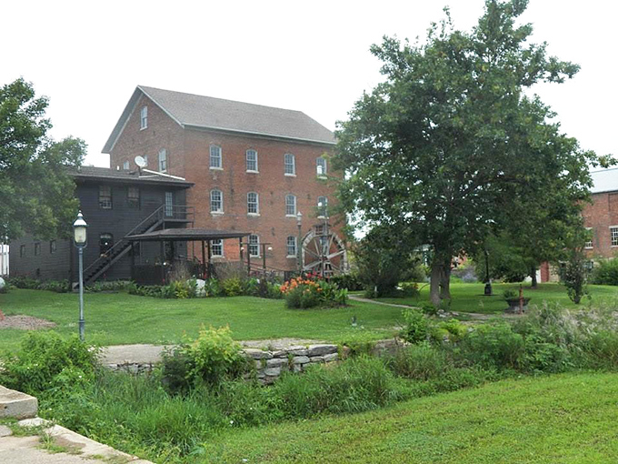 This historic brick building with its water wheel whispers stories of industrial ingenuity that powered Bentonsport's 19th-century economy.