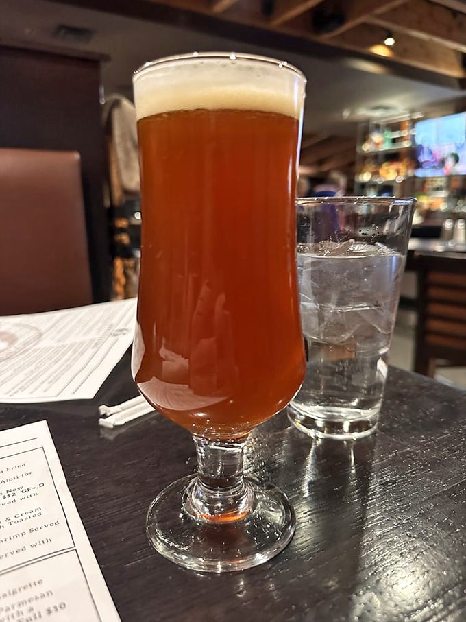 A proper beer in proper glassware&mdash;because sometimes civilization is found in the simple things, like amber liquid with a perfect head.
