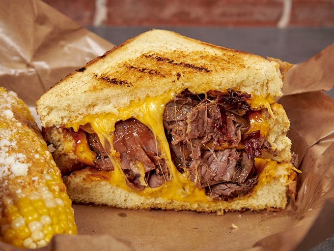 The brisket grilled cheese &ndash; proof that America's greatest culinary achievements involve taking two perfect things and making them even better together, like peanut butter and chocolate.